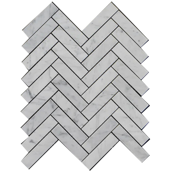 Elon Tile & Stone - Herringbone Mosaics 1 x 4 Bianco Carrara Honed ...